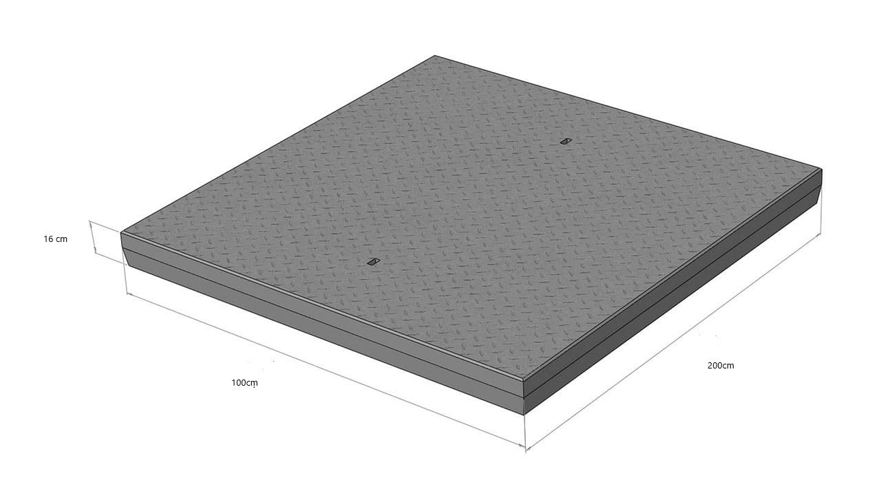 Betonplaat 200x100x16cm Enkele wapening - traanplaat » Timmerman Beton
