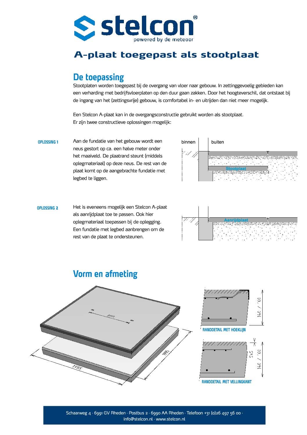 Stelcon A-plaat glad hoeklijn 200x200x14cm » Timmerman Beton